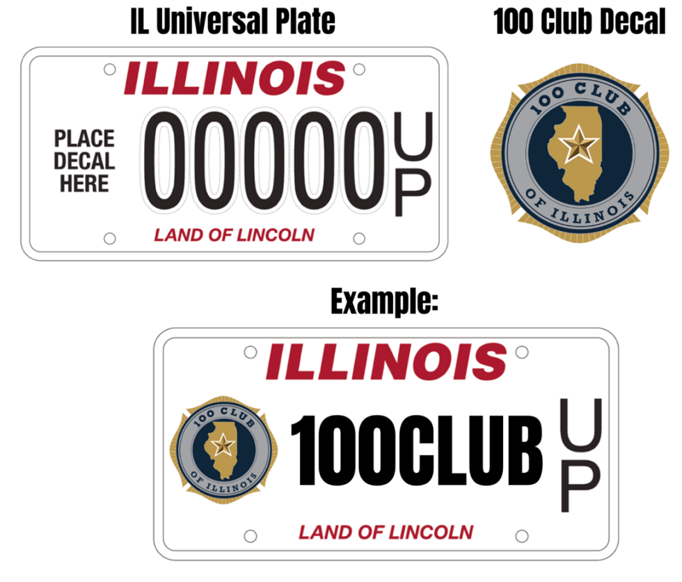 100 Club of Illinois License Plate - 100 Club Of Illinois